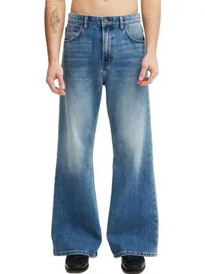 COTTON ON Baggy Bootcut Jeans - Nebraska Blue