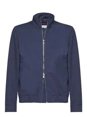 Brunello Cucinelli Brunello Cucinelli Bonded Fabric Bomber Jacket Azure