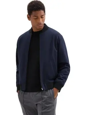 Theory Bomber Jacket In Wool-blend Knit - Baltic