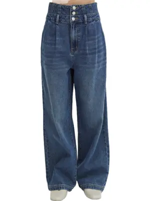 CRESCENT Corset Detailed Denim Pants - Denim Blue