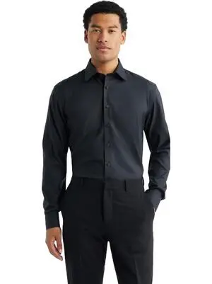 Nordstrom Trim Fit Solid Premium Performance Dress Shirt - Black