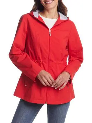Gallery Water Resistant Hooded Raincoat - Red