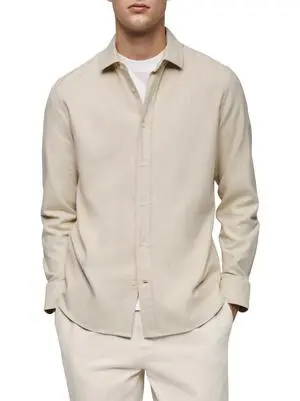 Mango Slim Fit Cotton Button-up Shirt - Light Pastel
