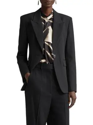 St. John Pinstripe One-button Blazer - Black