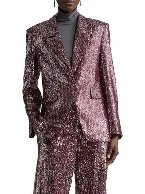 St. John Sequin-embroidered Blazer - Oxblood