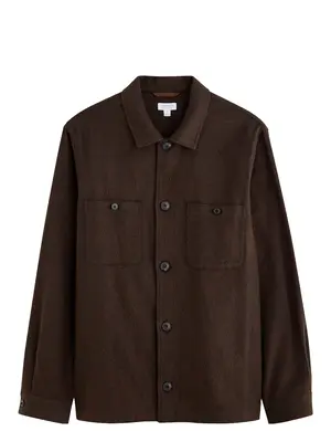 Sunspel Herringbone Brushed-cotton Overshirt - Brown