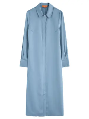 Stine Goya Satin Midi Shirt Dress - Blue