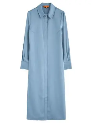 Stine Goya Satin Midi Shirt Dress - Blue