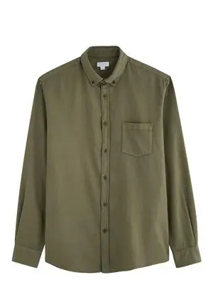 Sunspel Brushed-cotton Shirt - Khaki