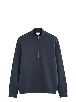 Sunspel Half-zip Cotton Sweatshirt - Navy