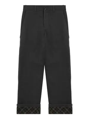 Burberry Trousers With Check Pattern Lapels - Black