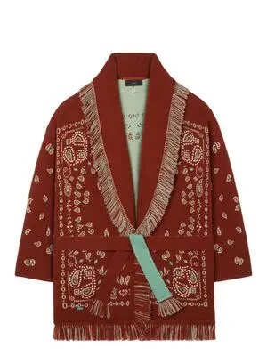 Alanui Bandana Jacquard Cashmere Cardigan - Red