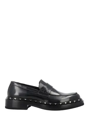 Valentino Garavani Rockstud Leather Flat Sandals - Black