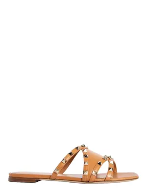 Valentino Garavani Rockstud Flat Sandals - Brown