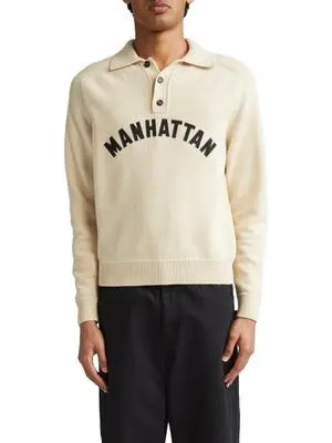 BODE Manhattan Wool Polo Sweater - Cream