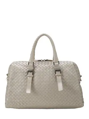Bottega Veneta Intrecciato Leather Boston Bag - Grey
