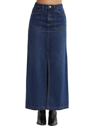 CRESCENT Denim Maxi Skirt - Denim Blue