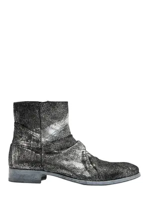 John Varvatos Morrison Sharpei Foil-sprayed Calf Hair Boots - Silver