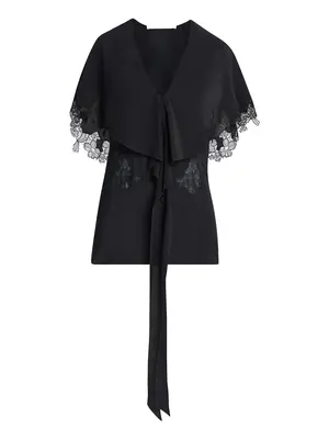 Stella McCartney Lace Cape Silk Blouse - Black
