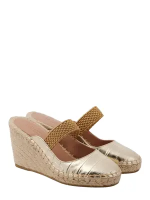 MALONE SOULIERS Siena 70 Leather Espadrille Wedges - Metallic