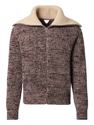 Bottega Veneta Ribbed-knit Zip-up Sweater - Burgundy