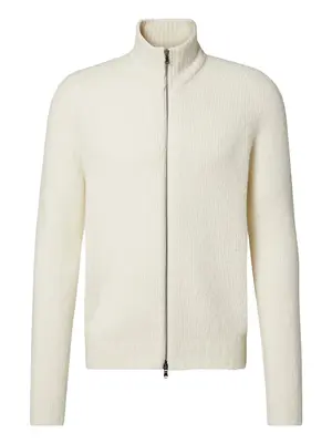 Thom Sweeney Wool And Cashmere-blend Zip-up Sweater - White
