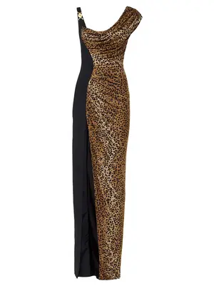 Versace Medusa '95 Leopard-print Draped Gown - Multicoloured