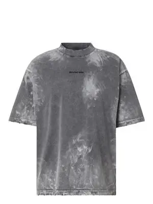 Balenciaga Distressed Cotton-blend Jersey T-shirt - Black