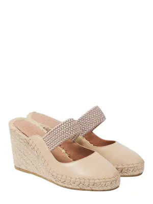 MALONE SOULIERS Siena 70 Leather Espadrille Wedges - Beige
