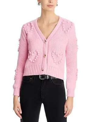 Aqua Heart Pom Cardigan - Pink Lotus