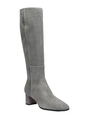 Santoni Filed Suede Mid-Heel Boot Grey