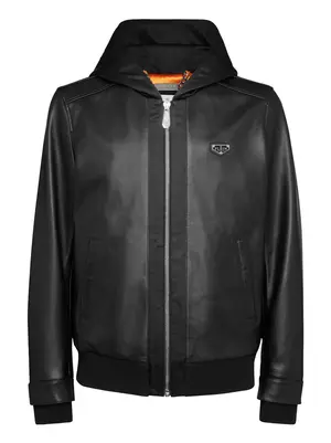 PHILIPP PLEIN Philipp Plein Leather Hooded Bomber Jacket