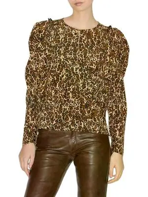 Isabel Marant Étoile Zarga Leopard Print Blouse Brown
