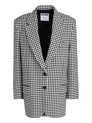 Moschino Gingham Cotton-blend Blazer - Black