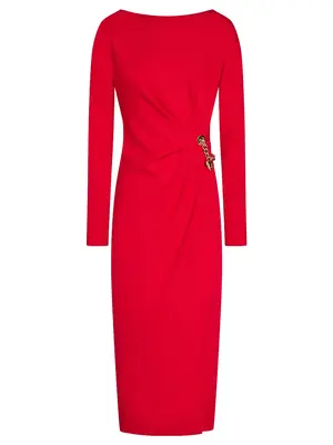 Moschino Embellished Ponte Midi Dress - Red