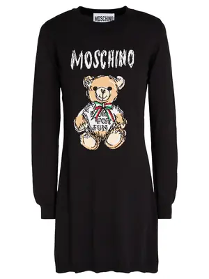 Moschino Intarsia Cotton Mini Dress - Black