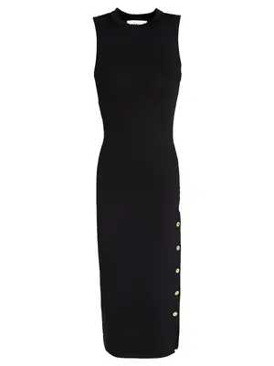 Moschino Button Detailed Knit Midi Dress - Black