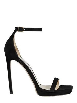 JIMMY CHOO Alva 120 Suede Sandals - Black