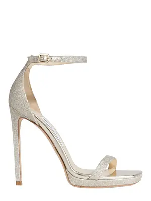 JIMMY CHOO Alva 120 Glittered Platform Sandals - Platinum