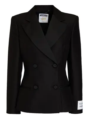 Moschino Double-breasted Crepe Blazer - Black