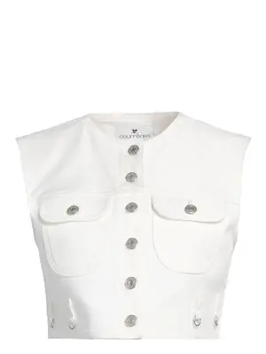 COURREGES Denim Vest With Appliqués - White