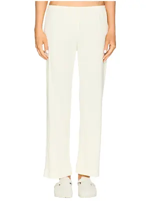 Donni. Pointelle Simple Cropped Pant - Creme
