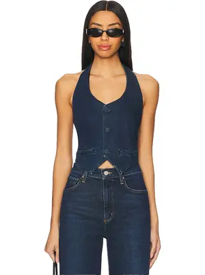 Good American Denim Halter Vest - Indigo724