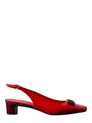 FERRAGAMO Rivada Bow-embellished Patent-leather Slingback Pumps - Red
