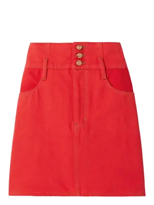 FRAME Carolina Herrera The Corset Denim Mini Skirt - Red