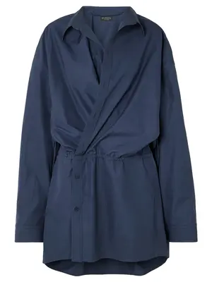 Balenciaga Asymmetric Mini Shirt Dress - Blue