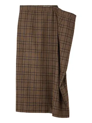 Marie Adam-Leenaerdt Checked Wool Midi Skirt - Brown