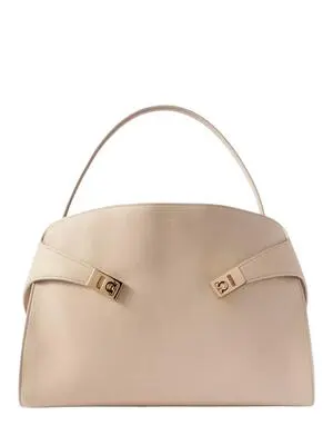 FERRAGAMO Hug Medium Leather Tote - Neutrals