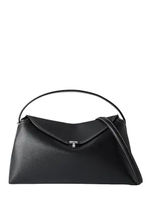 TOTEME T-lock Textured-leather Shoulder Bag - Black