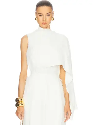 Oscar De La Renta One Shoulder Fringe Top - Ivory
